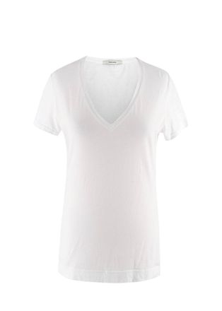 Adam Lippes White Cotton V-neck T-shirt Size S