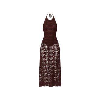 Etro Langes Kleid aus Baumwolle im H&auml;kel-Look - - Dresses - Damen - Braun - XS