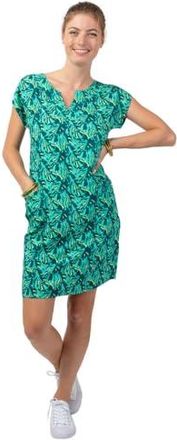 Coton Du Monde | Robe Femme été Coton Manches Courtes Erika Motif Tropical Vert 40