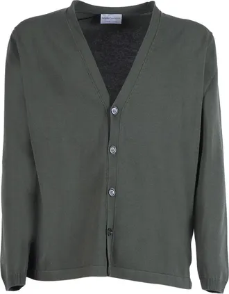 Settefili Cashmere Homme, Pulls, Vert, Taille: 2XL Cardigan M/Lunga Fondo Tubolare Spacchi