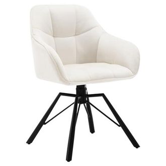 Woltu Chaise Coiffeuse Pivotante &agrave; 360&deg;, Chaise Salle &agrave; Manger Scandinave, en Velours, Assise Rembourr&eacute;e, Pieds en M&eacute;tal, Cr&egrave;me