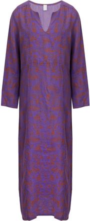 8 by YOOX PRINTED LINEN V-NECK MAXI DRESS