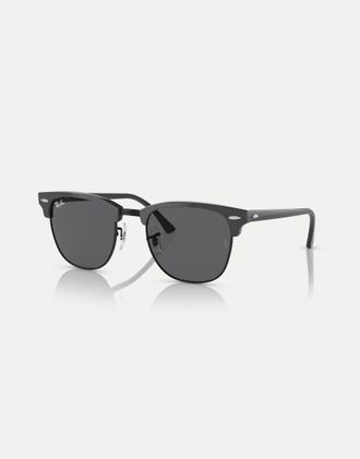 Ray-Ban Clubmaster - Sonnenbrille in Grau auf Schwarz mit grauen Gl&auml;sern