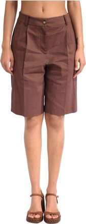 Pinko Pinko, Femme, Shorts, Brun, Taille: 38 FR Button Pleated Shorts