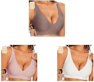 Generic Soutien-gorge confortable sans fil pour femme, avec boucle dextension, soutien-gorge push-up sans couture, ajustement confortable, 3 pi&egrave;ces-b, XXL