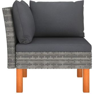 vidaXL Ecksofa Poly Rattan und Eukalyptus Massivholz - Vidaxl