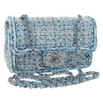 Chanel Sac bandouli&egrave;re mini Chanel doccasion en toile - Femme - Pre-owned - Bleu - Taille: ONE Size