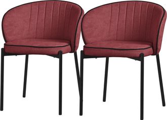 ML Design ML-Design Esszimmerst&uuml;hle 2er Set Rot, K&uuml;chenst&uuml;hle mit Stoffbezug und Metallbeinen, Wohnzimmerstuhl mit R&uuml;ckenlehne, Polsterst&uuml;hle f&uuml;r Esszimmer & K&uuml;