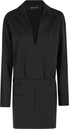 Federica Tosi Femme, Robes, Noir, Taille: 34 FR Robe Mini Khaki à Manches Longues