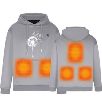 Generic Sweat &agrave; capuche d&eacute;contract&eacute; unisexe avec 5 chauffages USB pour la Saint-Valentin 2026, gris, 5XL