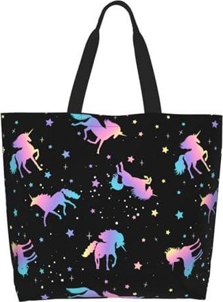 Generic Joli Motif De Mer Avec Des &Eacute;toiles Et Des Chevaux Sac Courses L&eacute;ger Tote Bag Grand Sac Cabas Pour Plage Gym Quotidienne