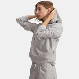 Under Armour Sport Terry Hoodie f&uuml;r Damen Mod Grau Light Heather / Wei&szlig; XXL