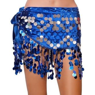 Generic Jupe Paillette Femme Jupes Sequin Jupe de Danse du Ventre avec Franges Paillettes et Cha&icirc;ne de Taille pour Performance &Eacute;l&eacute;gante
