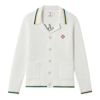 Casablanca Cardigan Crochet Pyramid of Oranges - Homme - Pulls - Blanc - Taille: L