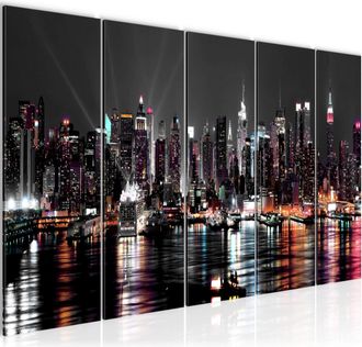 Runa Art Bild New York City Wandbilder auf Vlies Leinwand 5 Teilig Wanddekoration Wohnzimmer Büro 601956a