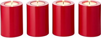 Edzard 4er Set Teelichthalter Dauerkerze Cornelius Rot ø 6 cm, Höhe 8 cm, hitzebeständig bis 90