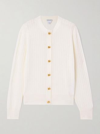 Bottega Veneta Cardigan En Laine Côtelée - Blanc cassé