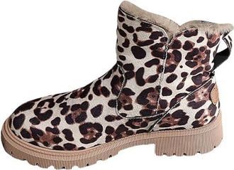 Generic Bottines dhiver à talon bas pour femme - Imperméables - Antidérapantes - Confortables - Doublées en fausse fourrure - Chaudes - Pour la marche en plei