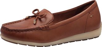 Tamaris Comfort Damen Mokassins aus Leder mit Schleife, Blau (Cognac Nappa), 40 EU