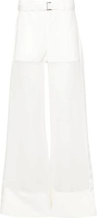 sacai Femme, Pantalons, Blanc, Taille: 40 FR Wide Pantalons