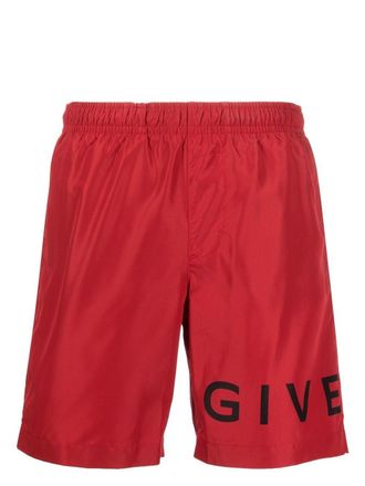 Givenchy short de bain &agrave; logo imprim&eacute; - Rouge