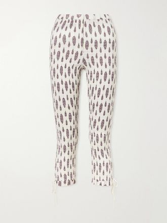 Isabel Marant Alene Smocked Floral-print Cotton Capri Pants - Ecru
