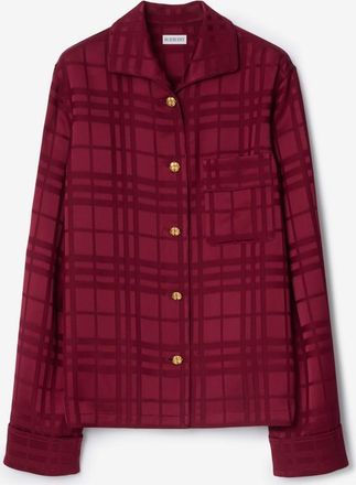 Burberry Chemise pyjama en soie Check, Size: 14