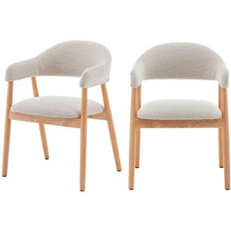 DRAWER Drawer - Lot de 2 fauteuils de table en tissu bouclette et bois - Beige - marina