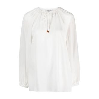 Phaeonia Wei&szlig;e Seiden Selbstbindende Bluse - - Blouses & Shirts - Damen - Wei&szlig; - 2XS