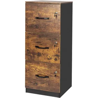 Relaxdays Relaxdays Aktenschrank H&auml;ngeregister, 3 abschlie&szlig;bare Schubladen, HBT: 103x40x40 cm, H&auml;ngeregisterschrank, schwarz/braun