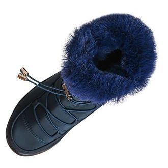 Generic Bottes de neige confortables et confortables pour femme - &Eacute;l&eacute;gantes doubl&eacute;es en fausse fourrure - Talon compens&eacute; bas - Fermeture &eacute;clair lat&eacute;rale - Bot