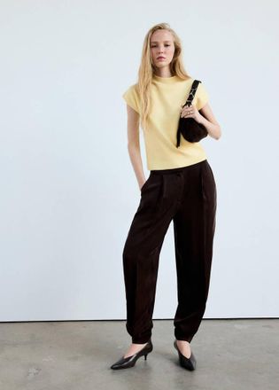 Mango Pull &agrave; manches courtes col chemin&eacute;e vanille - Femme - XXS - MANGO