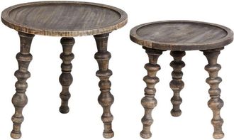 Beliani Beliani - Beistelltisch, dunkles Mangoholz, runde Tischplatte, 48 x 48 cm, traditionelles Design