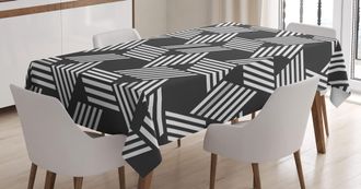 Abakuhaus Grau Tischdecke, geometrische unregelm&auml;&szlig;ige, F&uuml;r den Inn und Outdoor Bereich geeignet Waschbar Druck Klar Kein Verblassen, 140 x 200 cm, Dunkelgrau We