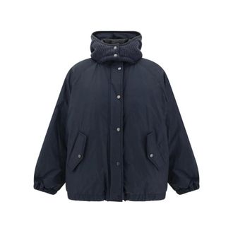 Brunello Cucinelli Gepolsterte Daunenjacke mit Wendehaube - - Jackets - Damen - Blau - M