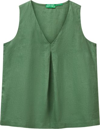 Benetton Damen Blusa 5bmldq06w Hemd, grün, Medium