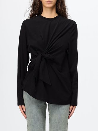 Eleh Drapiertes Langarm-T-Shirt aus Baumwollmischung mit Rundhalsausschnitt
