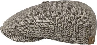 Stetson Hatteras Schirmmütze Ballonmütze Flatcap Fischgratmuster UV 40+ Damen Herren Sommer Winter beige-schwarz 56 cm