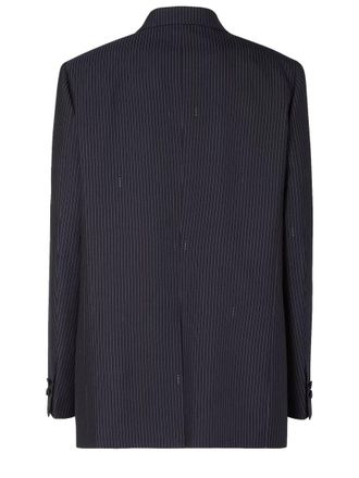 Fendi Wool Pinstriped Blazer - Navy