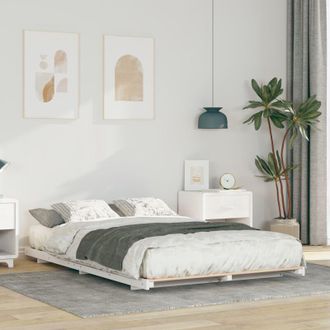 vidaXL Cadre de lit sur&eacute;lev&eacute; Blanc 140 x 190 cm Bois massif en pin Vidaxl