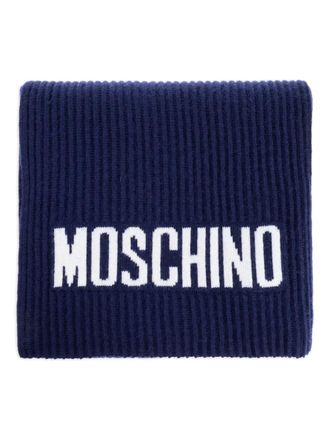 Moschino écharpe côtelée en cachemire - Bleu