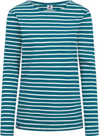 Hanseheld Streifenshirt Damen Petrol-Natur Langarm Blau Gr&uuml;n GOTS Organic S | Frauen Ringelshirt | Streifen | Bretonisches Hemd | Matrosenshirt | Gestreift | Bi