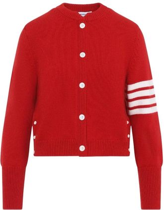 Thom Browne Hector Intarsia Cardigan - Femme - Pulls - Rouge - Taille: 38 FR