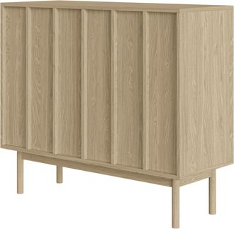 Selsey Kommode Aufbewahrungsschrank 2 T&uuml;ren 100 cm Schrank Schubladenschrank Push to Open Holzbeine Eiche Ge&ouml;lt Neksto