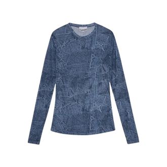 Ganni Femme, Tops, Bleu, Taille: 42 FR Longsleeve 4049