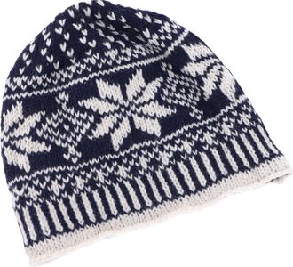 Guru Shop Wollm&uuml;tze aus Nepal, Handgestrickte M&uuml;tze, Strickm&uuml;tze, Winterm&uuml;tze mit Norwegermuster - Dunkelblau/wei&szlig;, Herren/Damen, Synthetisch