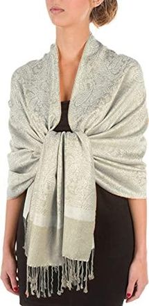 Sakkas 70 x 28 souple Pashmina Feel varié Paisley Conception châle/Wrap/Stole - Gris argent