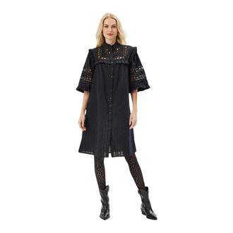 In Front Elegantes Schwarzes Kleid mit Stickerei - - Dresses - Damen - Schwarzk - S