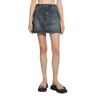 Gucci Horsebit Denim Mini Skirt