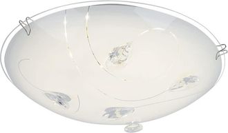 Globo Lighting LIGHTING Deckenleuchte Deckenlampe Esszimmerlampe LED Designleuchte mit Kristallen und Linien, Metall Glas, 1x LED 8 Watt 640 Lumen warmweiß, D 25 cm